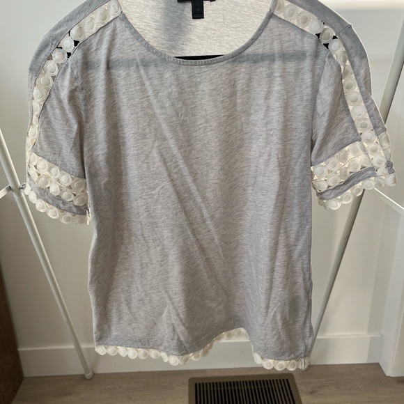 J. Crew | Tops | J Crew Light Gray Top With White Trim | Poshmark